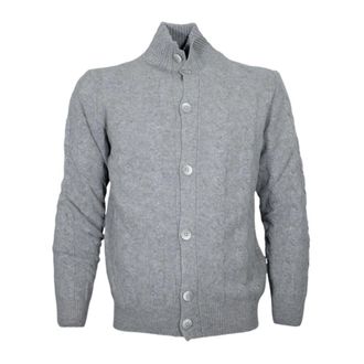 Cashmere Company Feinstrick-Cardigan mit Zopfmuster und schmaler Passform - - Knitwear - Herren - Grau - 3XL