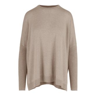 Bomboogie Femme, Pulls, Beige, Taille: 42 FR Pull Oversize &agrave; Manches Longues en Laine M&eacute;rinos