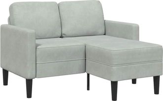vidaXL Vidaxl - Canap&eacute; droit 2 places avec m&eacute;ridienne en L - Dimensions 125 x 118 x 85 cm - Tissu velours gris clair - Confort optimal avec mousse &eacute;paisse