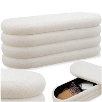 TecTake Sitzbank mit Stauraum, Sitzhocker, Hocker mit Stauraum, Stoff, Pouf, Polsterhocker, Sitztruhe, Truhe mit Deckel, Truhenbank mit Stauraum, M&ouml;bel f&uuml;r Wo