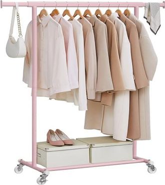 Songmics Portant à Vêtements avec Roulettes, Tringle Extensible pour Charge Lourde, Porte-manteau, Capacité de Charge 100 kg, 45 x (92-132) x 161,5 cm, Montage