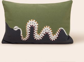 Madura Housse De Coussin Teoti Vert et python doré - VERT