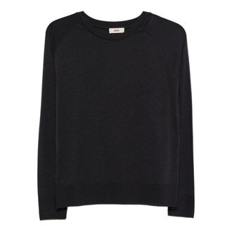 Herno Lyocell Baumwoll T-Shirt mit Raglan&auml;rmeln und Knopfleiste - - Knitwear - Damen - Schwarzk - M