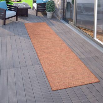 Paco Home Outdoor Teppich Balkon Terrasse Pastellfarben Flachgewebe Gartenteppich Modern, Gr&ouml;sse:60x100 cm, Farbe:Rot