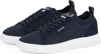 Tommy Hilfiger Sneaker TOMMY HILFIGER LIGHT CUPSOLE KNIT SEASONAL, Herren, Gr. 42, blau (dunkelblau), Leder, Textil, Schuhe Sneaker, Freizeitschuh, Halbschuh, Schn&uuml;r