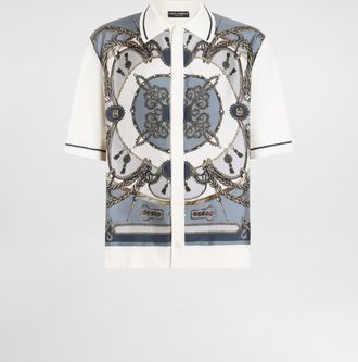 Dolce & Gabbana Silk And Cotton Shirt With Twill - Mann Strickwaren Multicolor Xxl