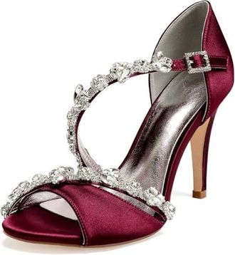 Generic Chaussure Mariage Femme Sandales Tendance pour Ouvert Stylet Talons Mari&eacute;e pour Robes Et Chaussures De F&ecirc;te 10.5Cm,Wine Red,42 EU