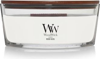 Woodwick Ellipse bougie parfum&eacute;e avec m&egrave;che qui cr&eacute;pite, Douceur de laine, Temps de combustion jusqu&agrave; 50 heures