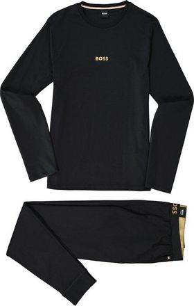 HUGO BOSS Herren Schlafanz&uuml;ge schwarz Jersey-Baumwolle unifarben