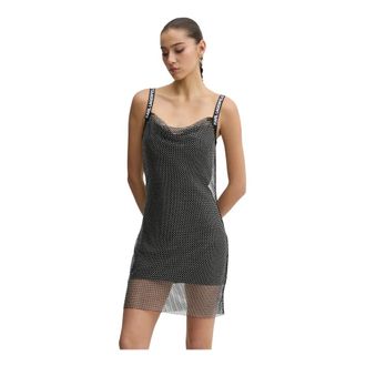 Karl Lagerfeld Robe Courte Maille M&eacute;tallique - Femme - Robes - Noir - Taille: 36 FR