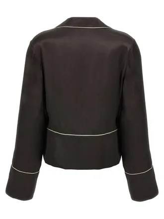 Off-white Silk-Blend Pajama Shirt - Black