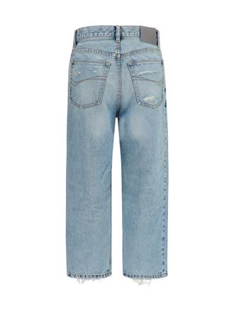 Balenciaga Womens Jackie Capri Pants Bleach Light Bleu Cotton Jean