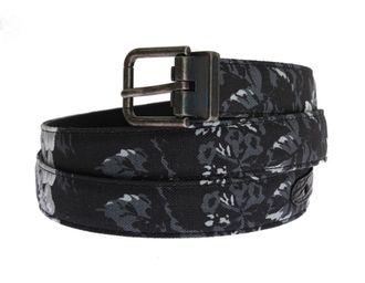 Dolce & Gabbana Mens Black Cayman Linen Leather Belt Cotton