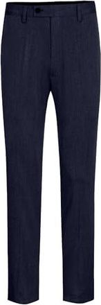 Generic Pantalon habill&eacute; extensible pour homme - Taille extensible - Coupe ajust&eacute;e - Pantalon classique droit - Pantalon de costume d&eacute;contract&eacute;, bleu marine, 