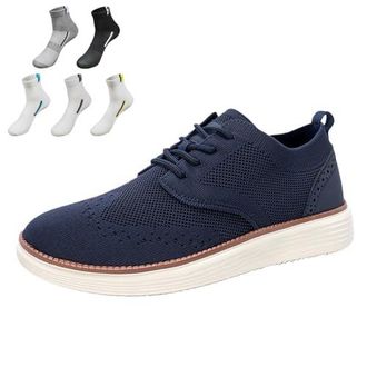 Generic Chaussures d&eacute;contract&eacute;es &agrave; lacets pour homme - Chaussures Oxford confortables en maille - Semelle souple et respirante, noir fonc&eacute;, 38 2/3 EU