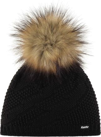 Eisbär Damen Mütze Yva Lux schwarz - Elegante Strickmütze mit Kunstfellbommel - Wärmender Merino-Mix (mulesingfrei) - Nachhaltig & Feminin für Winter & Allta