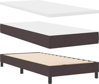 vidaXL Vidaxl Letto A Molle Con Testiera Marrone Scuro 200 X 200 Cm Tessuto