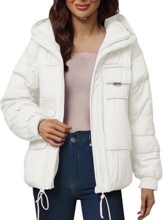 Generic Doudoune matelassée pour femme, manteau chaud dhiver pour femme, veste ample rembourrée pour femme, manteau épais avec poches pour le travail, la marc