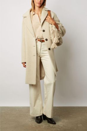 Gerard Darel Manteau mi-long en laine et alpaga - SYMA - Ecru