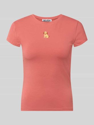 Review T-Shirt mit Motiv-Stitching und Rundhalsausschnitt
