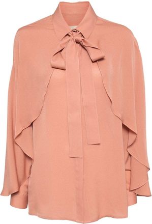 Elie Saab Seidenhemd mit Cape-Effekt - Rosa