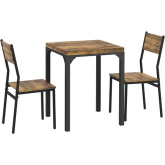 HOMCOM Homcom - Table avec 2 chaises style industriel acier noir mdf coloris bois effet vieilli