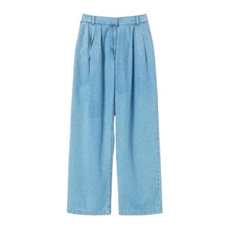Twin-Set Wide Leg Jeans mit vollem Strass - - Trousers - Damen - Blau - W25