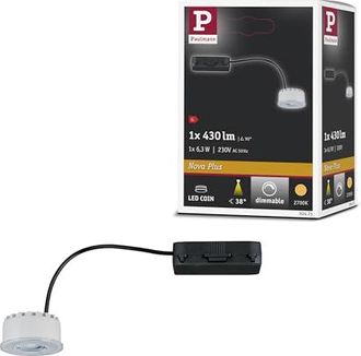 Paulmann 92471 Nova LED Einbauleuchte Modul Coin Reflector rund 50mm 6,3W 430lm 230V 2700K Satin rund dimmbar Deckenspot Kunststoff