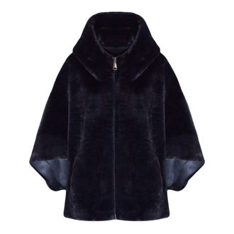 Lou Andr&eacute;a Faux Fur Cape Jacket - - Jackets - Damen - Blau - M