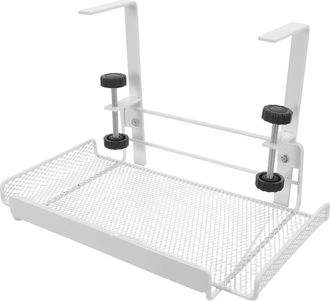 Cabilock Metall Kabelorganizer Untertischregal mit Klemmhalterung Wei&szlig; Gro&szlig;er Aufbewahrungskorb f&uuml;r Schreibtischkabel B&uuml;robedarf und Papier ohne Bohren Vielsei