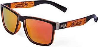 Generico U POWER Future Lunettes de soleil, monture noire et orange en nylon et fibre de carbone, verres miroirs orange, design sportif, polaris&eacute;s (col. orange