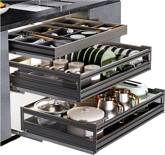 Generic Eckschrankauszug for 450 Mm Breite Schrankt&uuml;ren, 3-stufiger Auszugskorb, Geeignet Zur Aufbewahrung Von Schneidebrettern(500 Cabinet)