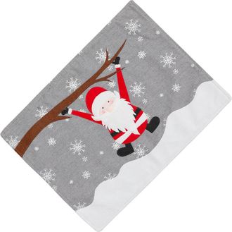 Valiclud Weihnachtliches Tischset mit Santa Stickerei Langlebiges Stoffmaterial Lichtecht f&uuml;r Esszimmer K&uuml;che Hotel und B&uuml;ro