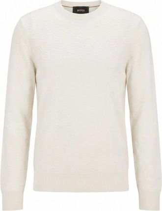 HUGO BOSS Pull en soie &agrave; motif jacquard - Homme - Pulls - Beige - Taille: L