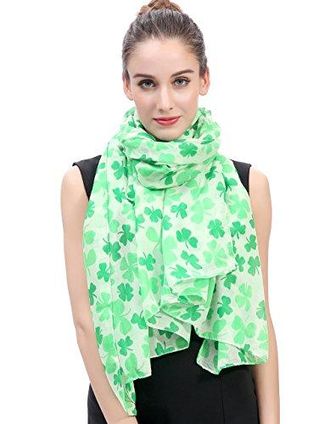 Lina & Lily Écharpe Foulard pour Femme Imprimé St Patrick Vert Trèfle (Vert)