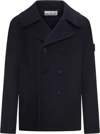 Stone Island Manteau Long - Bleu Fonc&eacute;