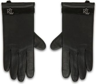 Ralph Lauren Femme, Accessoires, Noir, Taille: L Gants en cuir avec logo en relief
