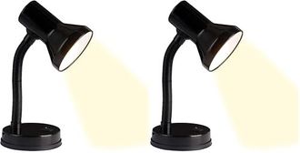 Brilliant Junior Tischlampe schwarz - Schreibtischlampe mit Flexarm & Kippschalter - E27 Fassung, LED geeignet - moderne Leselampe (Packung mit 2)