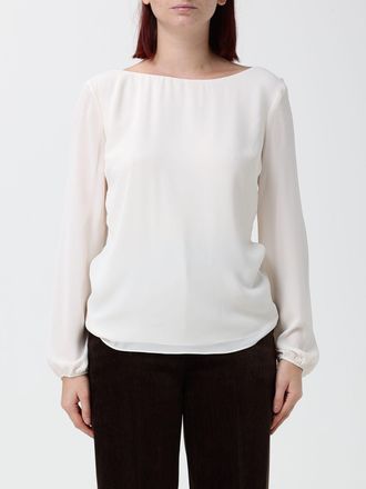 Hanita Blouse en satin &agrave; manches longues et encolure en V au dos