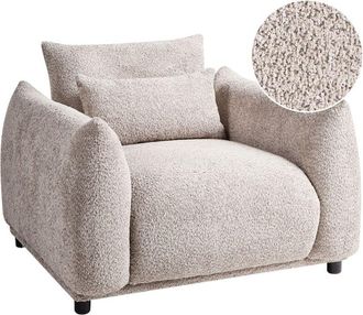 Beliani Sessel Taupe aus Bouclé Stoff Schwarze Beine Niedrige Form Gepolstert Glamour Elegantes Design für Wohnzimmer Schlafzimmer Flur