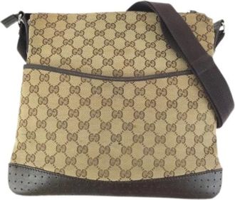 Gucci Sac bandouli&egrave;re en toile et cuir GG Pre-owned - Femme - Pre-owned - Brun - Taille: ONE Size