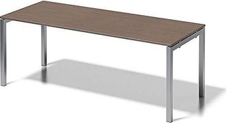 Bisley Cito Schreibtisch, 740 mm höhenfixes U-Gestell, Metall, Wn355 Dekor Nußbaum, Gestell Silber, 80 x 200 x 85 cm