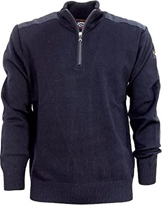 Paul & Shark Yachting Pull Fermeture Éclair avec Écussons Couleur Bleu Modèle COP1028 - Voir les Photos, 4XL