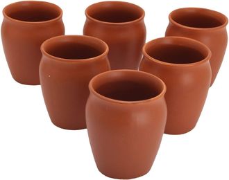Generic Kullad Cup Clay Kullad Terracotta/Tea Kulhad Kaffeetassen - 6 St&uuml;ck Braun 200ml (Clay Kullad Set von 6), Medium, Braun