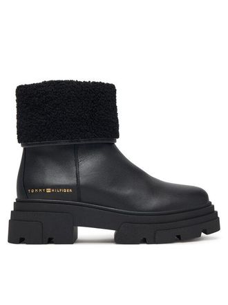 Tommy Hilfiger Stiefeletten Shearling Fold Chunky Ankle Boot FW0FW09677 Schwarz