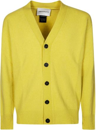 Amaranto cardigan boutonné à col v - Jaune