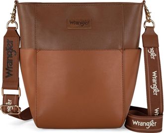 Montana West Wrangler Gro&szlig;e Umh&auml;ngetasche f&uuml;r Damen, veganes Leder, Cross-Body-Tasche mit Gitarrengurt, braun