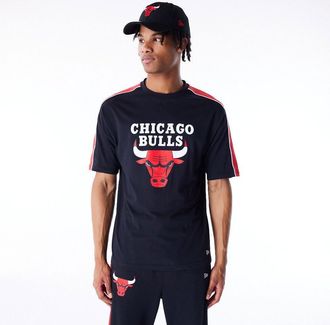 New Era Unisex NBA Panel Oversized Chicago Bulls Black Red T-Shirt, Schwarz, M Große Größen EU