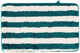 MSV Badteppich Badematte Badvorleger Duschvorleger Mikrofaser Hochflor flauschig 50x80 cm, Wei&szlig;/Blau/T&uuml;rkis