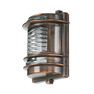 Licht-Erlebnisse Außenleuchte Messing Glas in Kupfer Antik IP64 Garten Eingang H:22 cm E27 Schiffsleuchte nostalgisch Maritime Wandlampe Balkon GRACIA